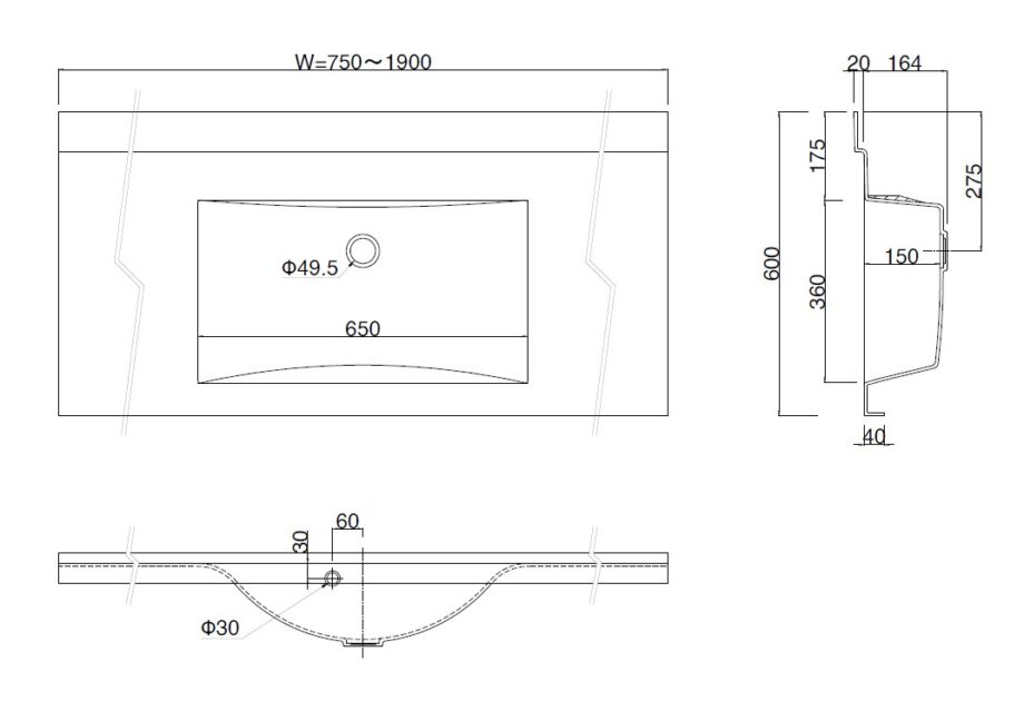 Kích Thước Chậu Lavabo Liền Khối Bàn Đá Phổ Biến - YOSHIMOTO Co., Ltd. VN